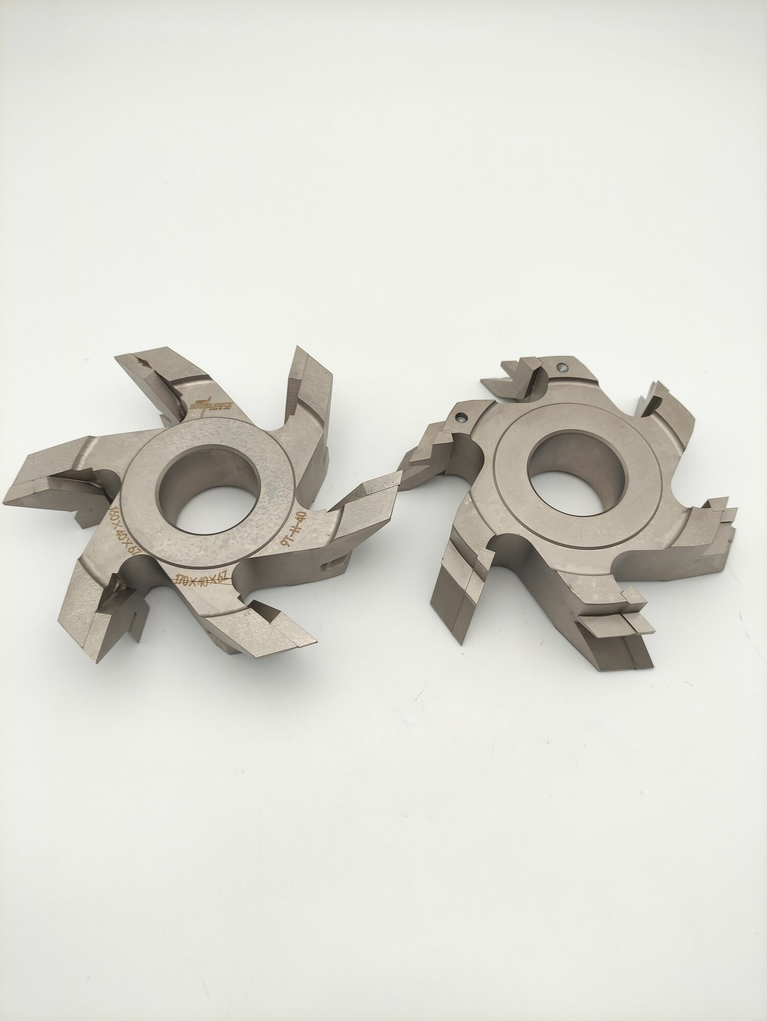 Комплект фрез для имитации бруса шип/паз трапеция (9Т-Н-40) 160х40 Z 6 HSS (Лицом вниз) RED SAMURAI