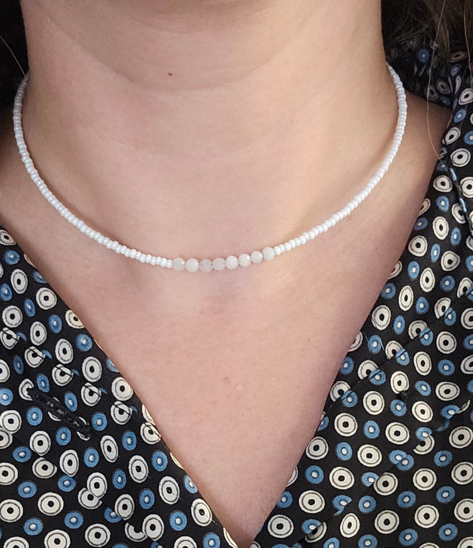 Чокер, бисер, морганит