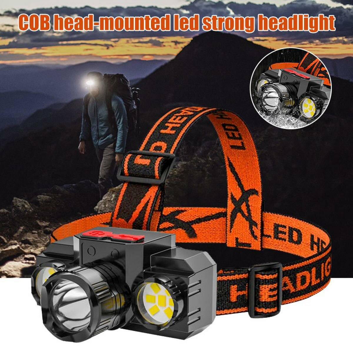 COB светодиодный налобный фонарь USB перезаряжаемый портативный фонарь для кемпинга налобный фонарь для спорта на открыт