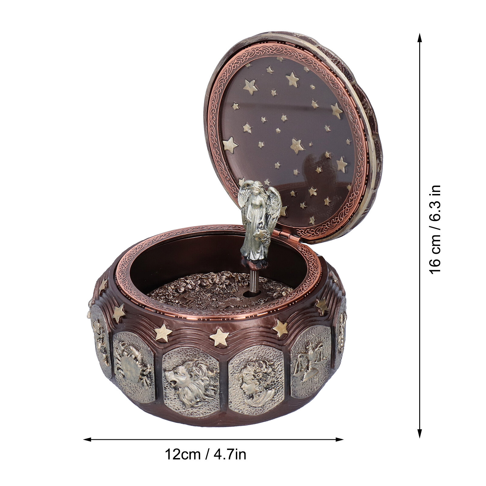 Музыкальная шкатулка, модное творчество, вращающиеся 12 созвездий, подарки на день рождения, медный замок Овна в небе