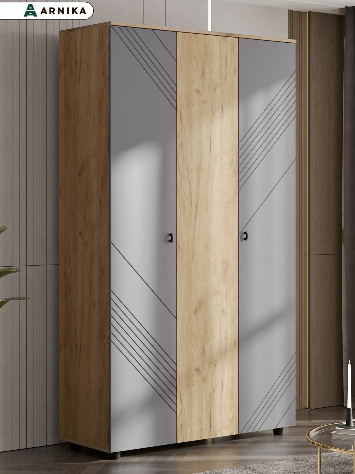 ARNIKA Шкаф для одежды Байкал, 120х46.4х210.6 см, дуб золотой, графит