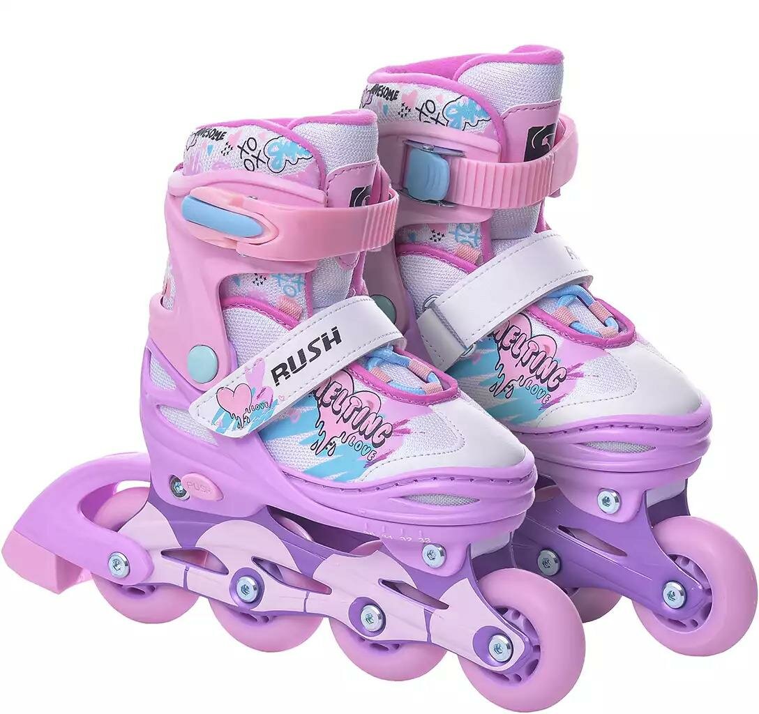 Роликовые коньки RUSH ACTION алюминиевая рама, размер 26-29, розовые