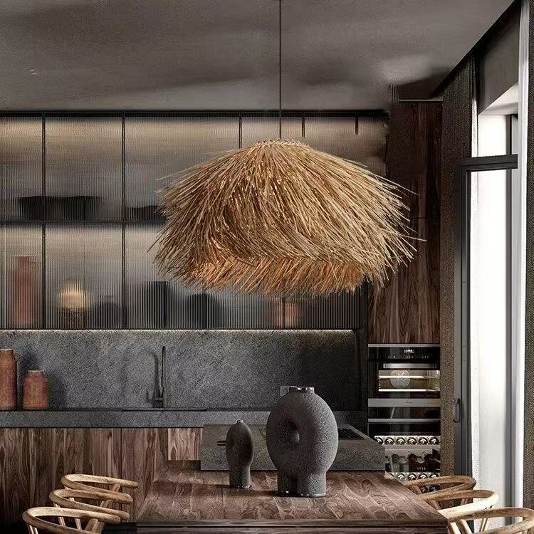 Люстра из ротанга ручной работы, подвесной светильник Wabi Sabi, ресторан-бар, домашний декор, подвесные светильники в стиле ретро