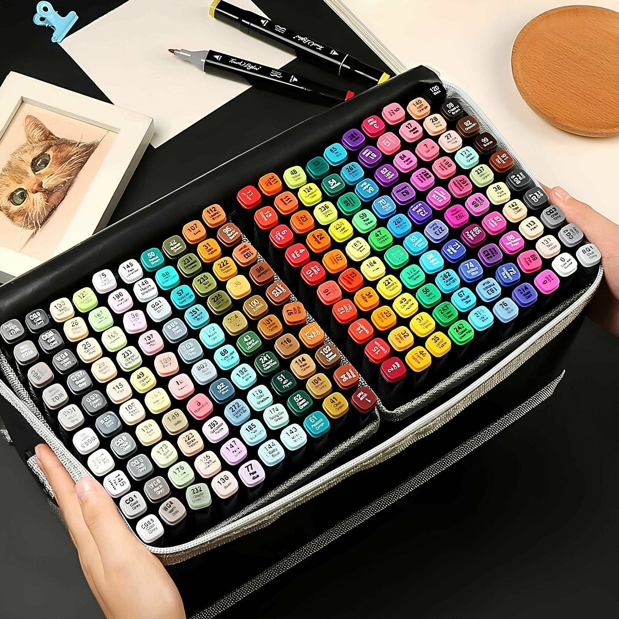 Набор маркеров, Маркеры для скетчинга и рисования, двусторонние Акварельный, толщина: 1мм - 6мм, 262 шт.