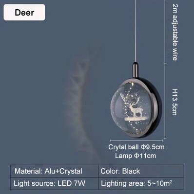 Подвесной светильник хрустальный шар, Deer black, Warm white