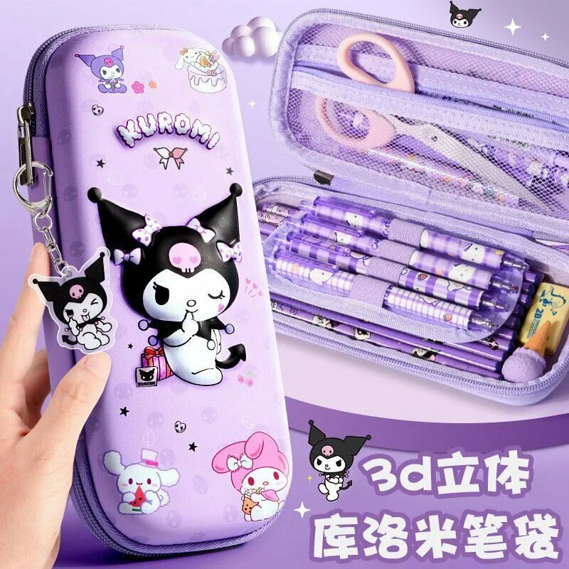 Большой розовый школьный пенал аниме куроми kuromi для девочек подростков для карандашей для школы