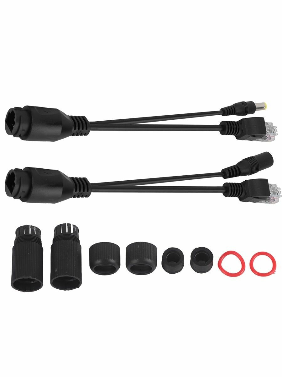 Водонепроницаемый адаптер POE 12 В, инжектор-разветвитель черного цвета, пассивный инжектор POE с питанием через Ethernet 12 В для наружного и внутреннего использования