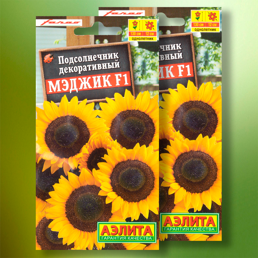 Семена подсолнечника декоративного "Мэджик F1", изготовитель "Агрофирма Аэлита", 2шт.
