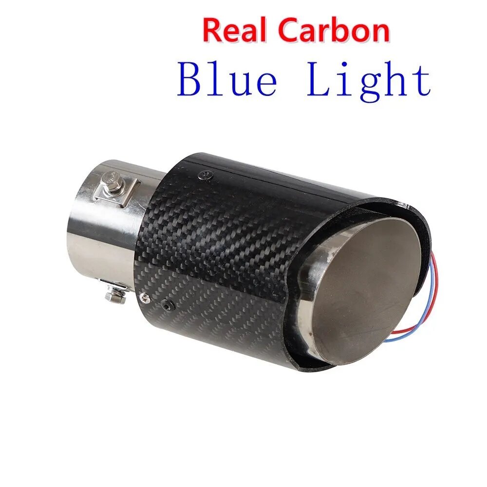 Универсальный автомобильный модифицированный глушитель выхлопной трубы светодиодный подсветкой, выпускная труба с красным/синим светом, горловой глушитель, турбо Спорт, Real Carbon Blue Z