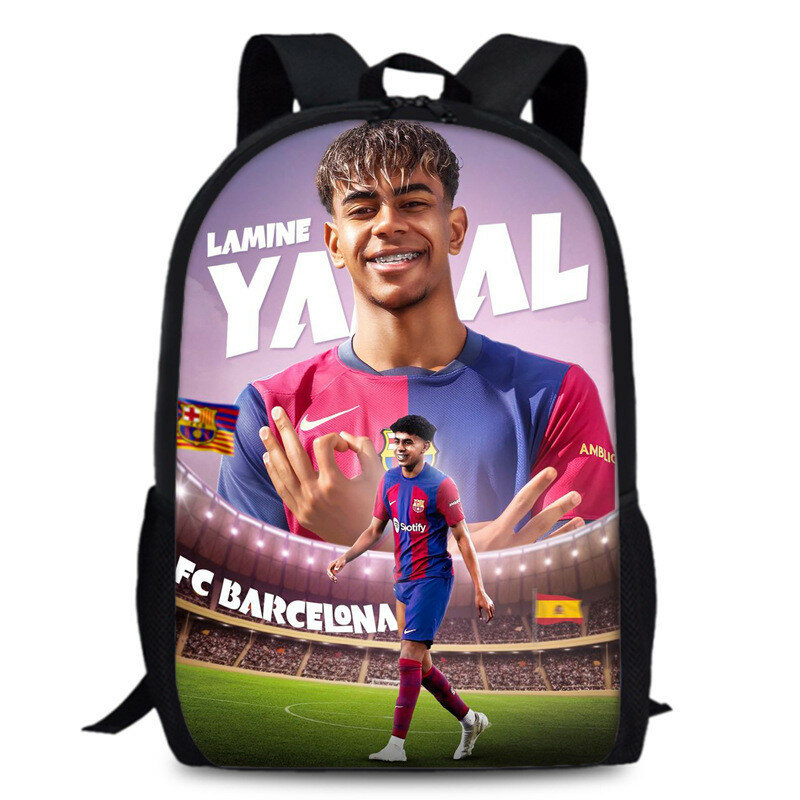 Backpack lamine yamal lionel messi football star printed childrens backpack with trendy crossborder design and large storage for school style9