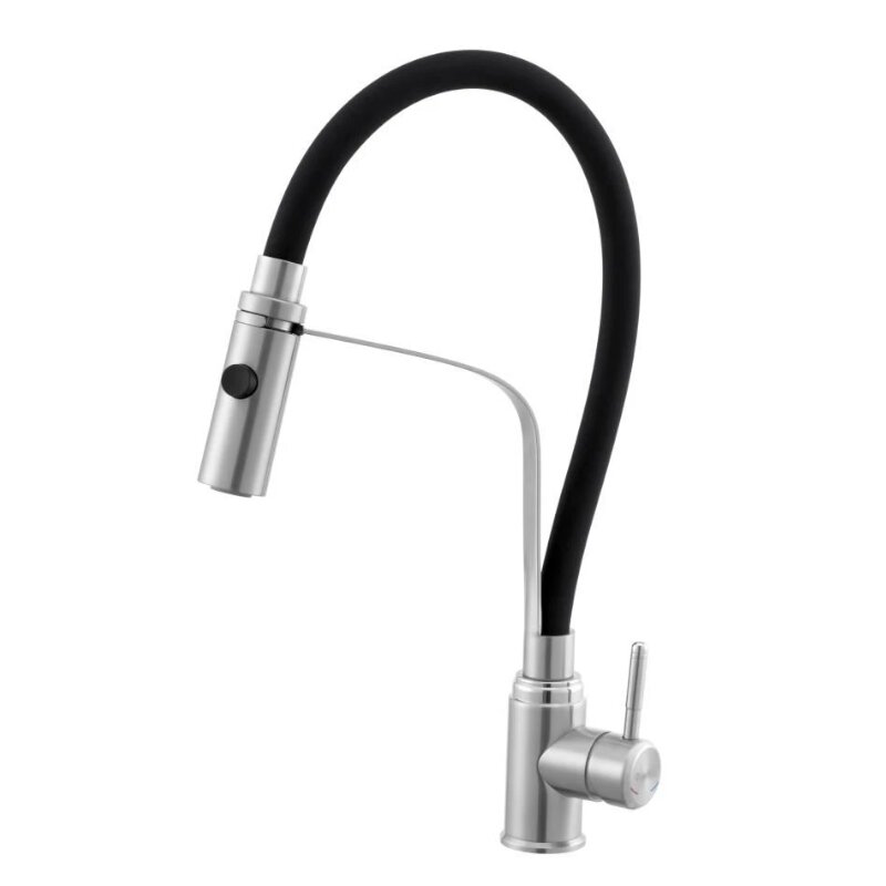 Смеситель для кухни с гибким изливом и режимом "душ" Knotlor SS-07, сатин