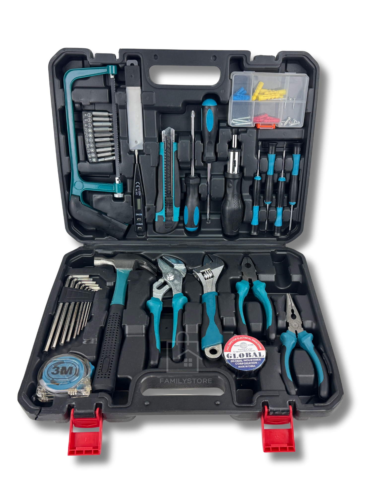 Набор строительных инструментов, 140 предметов в надежном кейсе