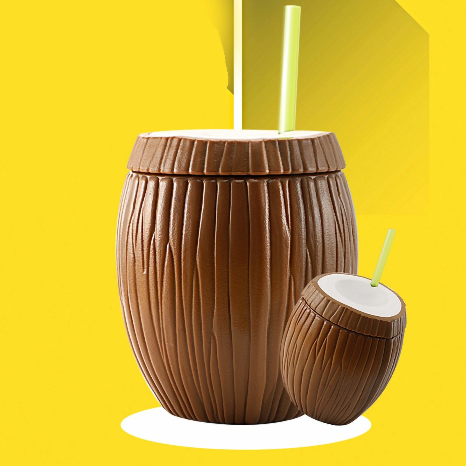 Двухслойный стакан в форме фруктов с трубочкой, 300-500 мл, герметичный пластиковый стакан с термоизоляцией для летних напитков