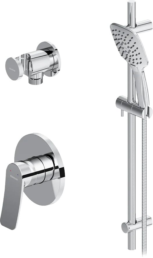 Душевой комплект Damixa Galaxy DXE7525010 4 в 1, встраиваемый, с внутренней частью в комплекте, со смесителем, латунный, из нержавеющей стали, хром, глянцевый