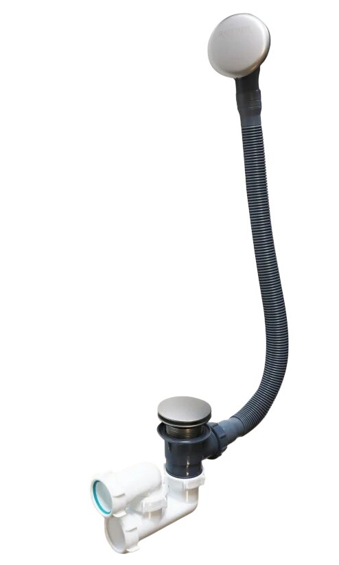 Слив-перелив для ванны Radomir 2-19-5-0-9-000 50 мм, клик-клак, серый, с сифоном