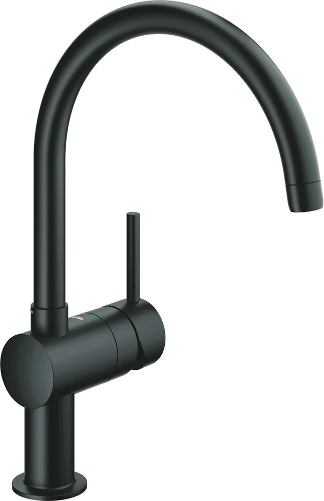 Смеситель для кухни Grohe Minta Minta 32917KS0 с поворотным изливом, черный, матовый, однорычажный, латунный, с керамическим картриджем