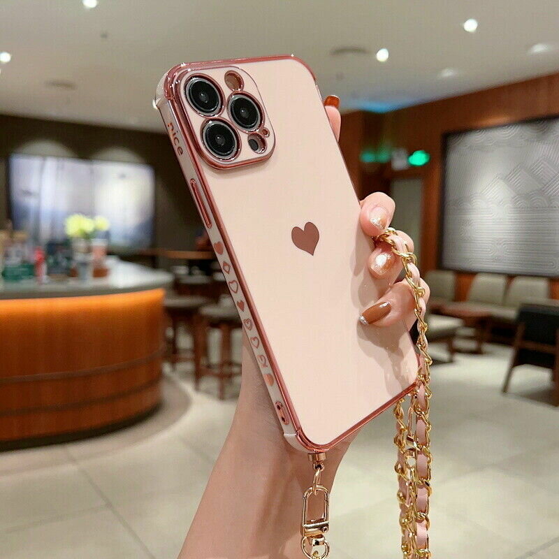 Чехол для iPhone 11, 12, 13, 14, 15, 16 Pro Max с мягким покрытием, через плечо, со шнурком, прочный защитный чехол