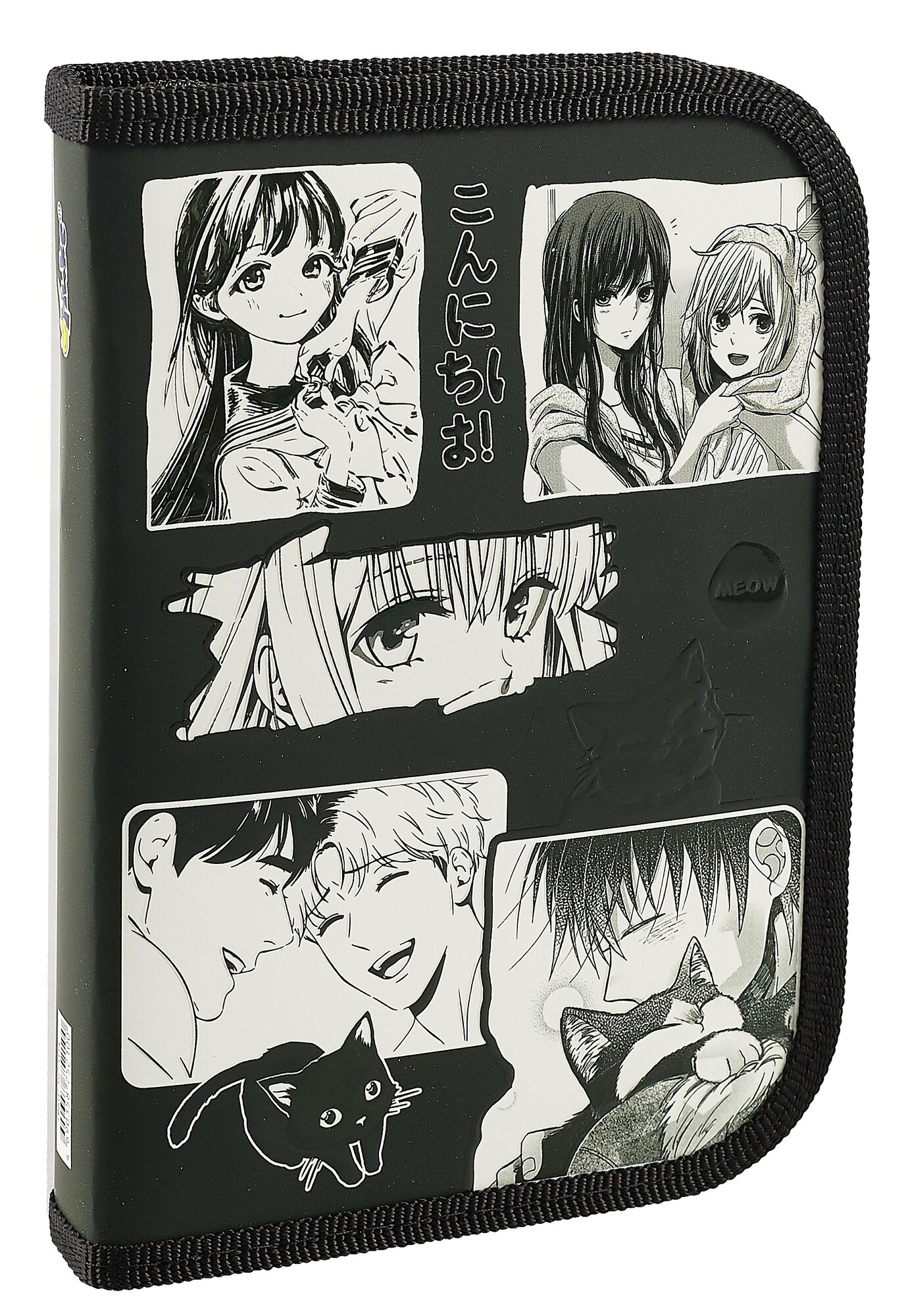Пенал 1 отделение "Чёрно-белое аниме" 19*13 см, молния