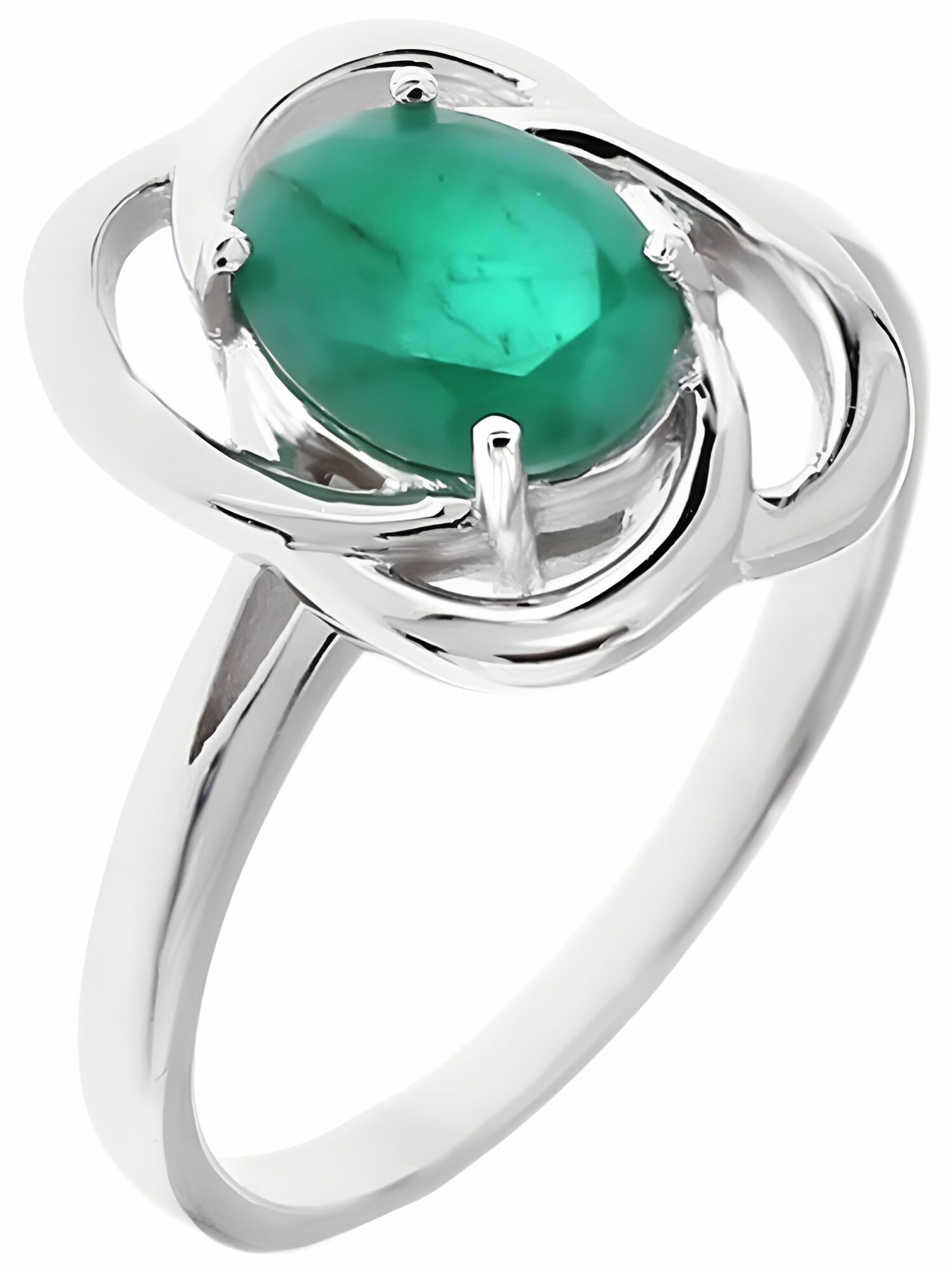 Кольцо тонкое, серебро, 925 проба, родирование, изумруд