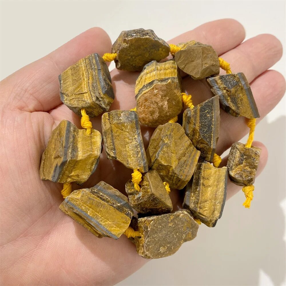 Необработанные бусины из солнечного камня, цитрина и флюорита 2 Pieces, NO.21 Tiger Eye