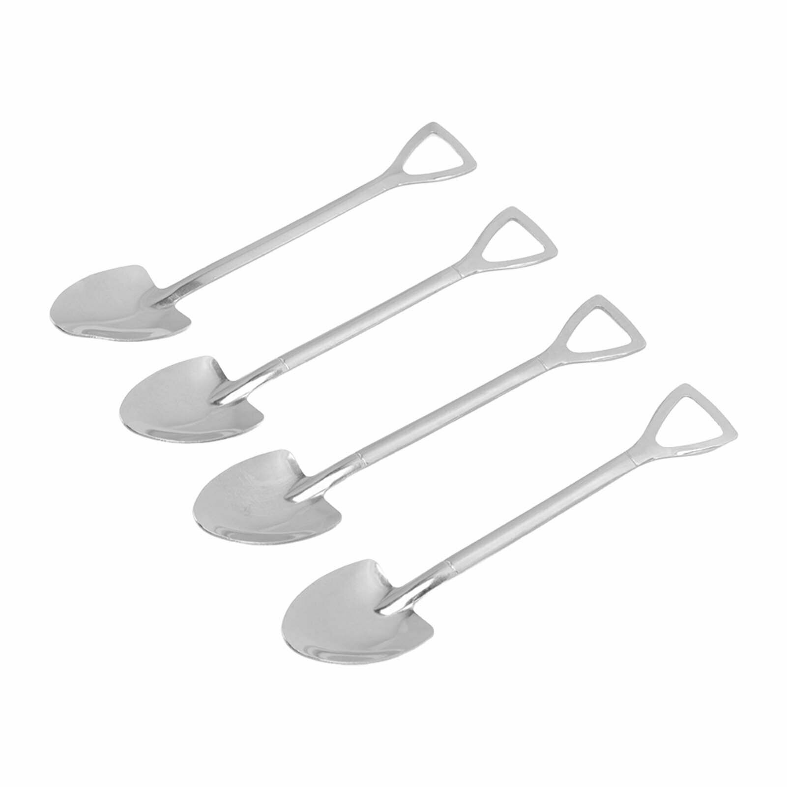 Симпатичная лопатка из нержавеющей стали, инновационный пищевой материал, многоразовая сахарная десертная ложка для торта для домашнего кафе, 4-конечная лопата