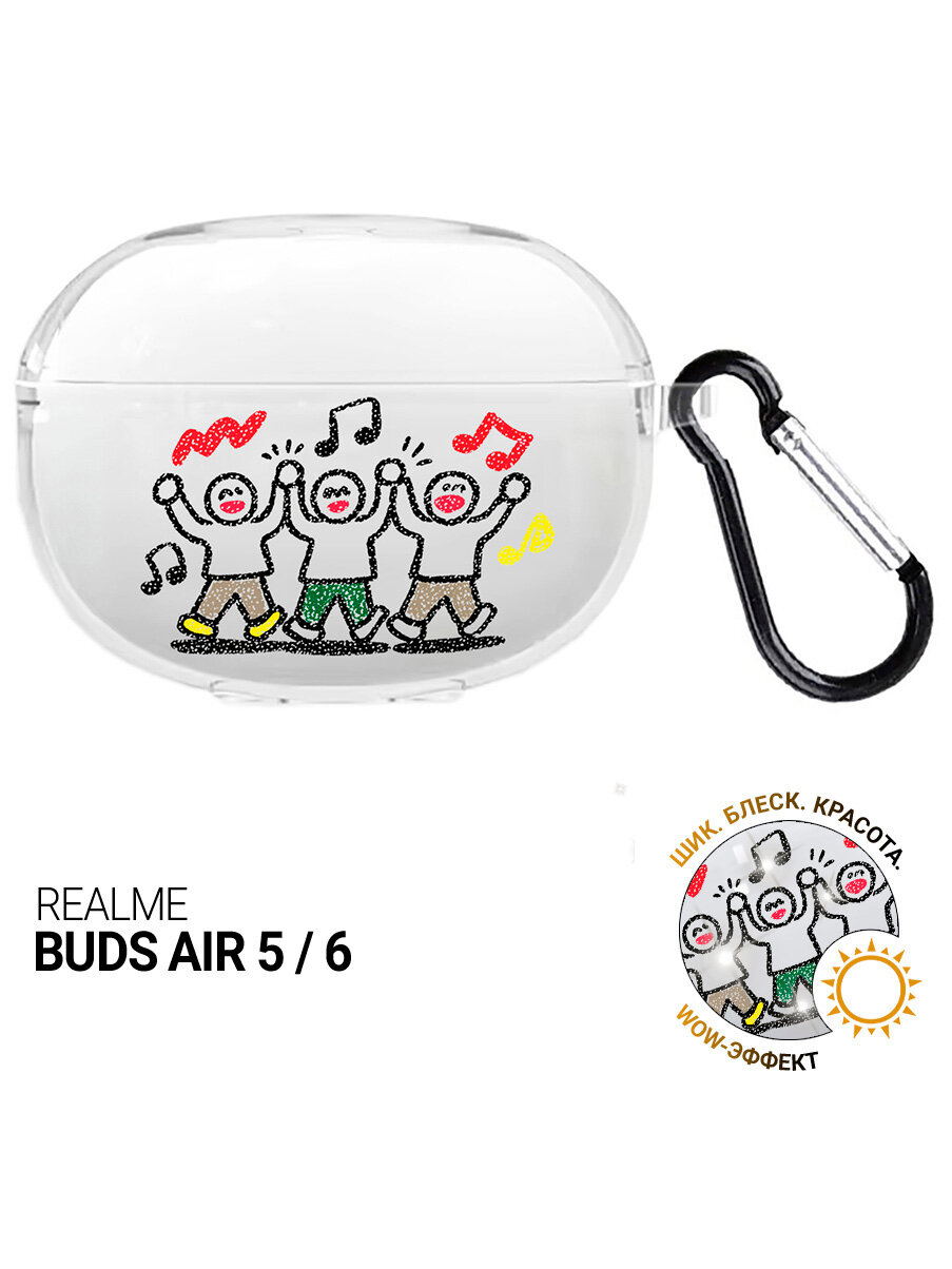 Чехол на Realme Buds Air 5 / 6 с принтом Ритм жизни, hst