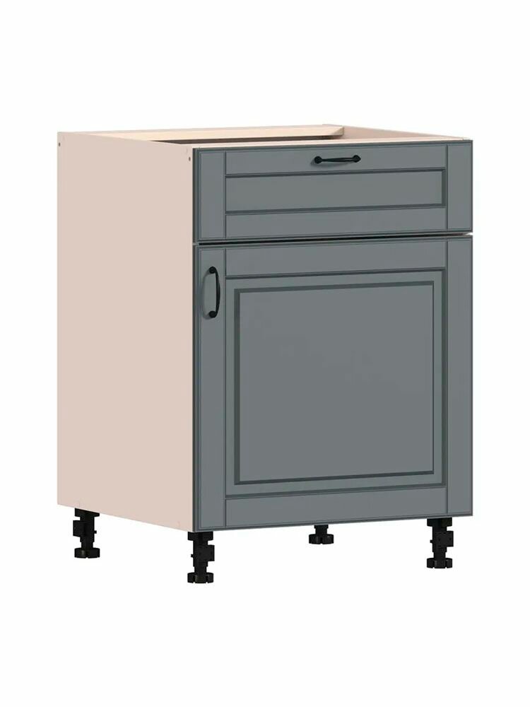 Кухонный модуль Столплит Регина РСДЯ-1-60 напольный, с полками, ЛДСП, МДФ, Серый матовый, 60х82х56,3 см