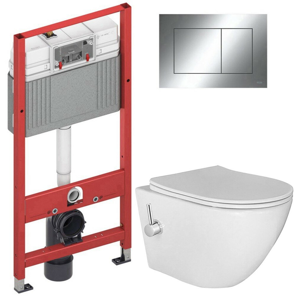 Инсталляция TECE 9400412 + унитаз Esbano Teruel-WBN безободковый с биде и смесителем