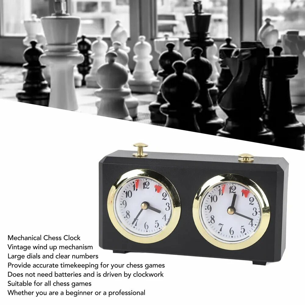 Механические шахматные часы, винтажные аналоговые шахматные часы с большим циферблатом, заводной механизм для соревнований Weiqi, черные