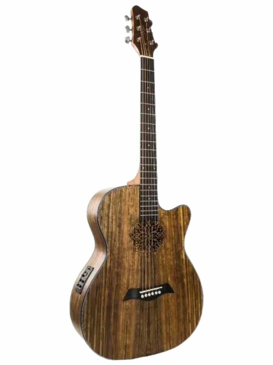 Электроакустическая гитара (Smiger) LG-09-QE 40 (Carved Soundhole) Цвет дерева