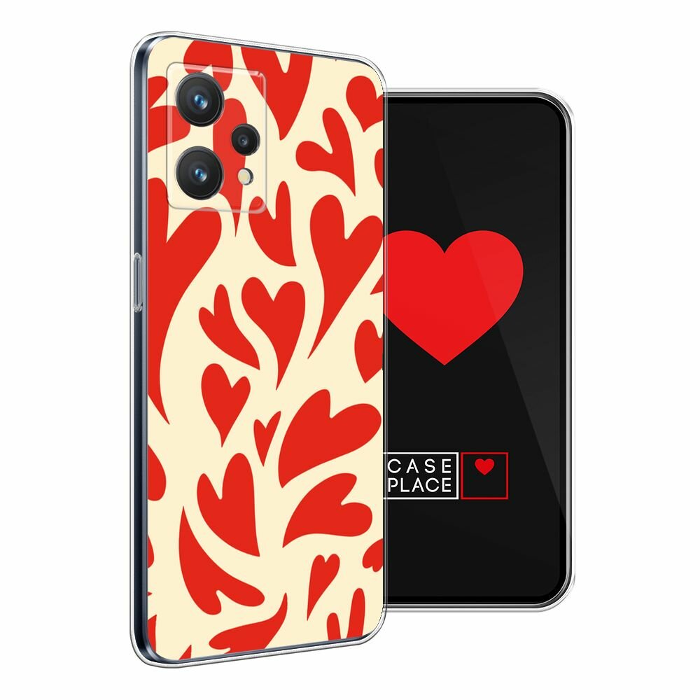 Чехол на Realme 9 4G/9 Pro Plus / Реалми 9 4G/9 Pro Plus с принтом "Crazy hearts 1 - 14 февраля" — фото 1