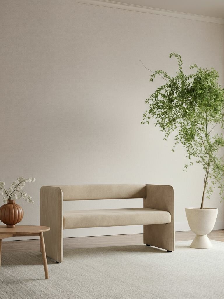 Диван прямой Меркурий бежевый велюр для офиса, дома, зоны ожидания, кухни