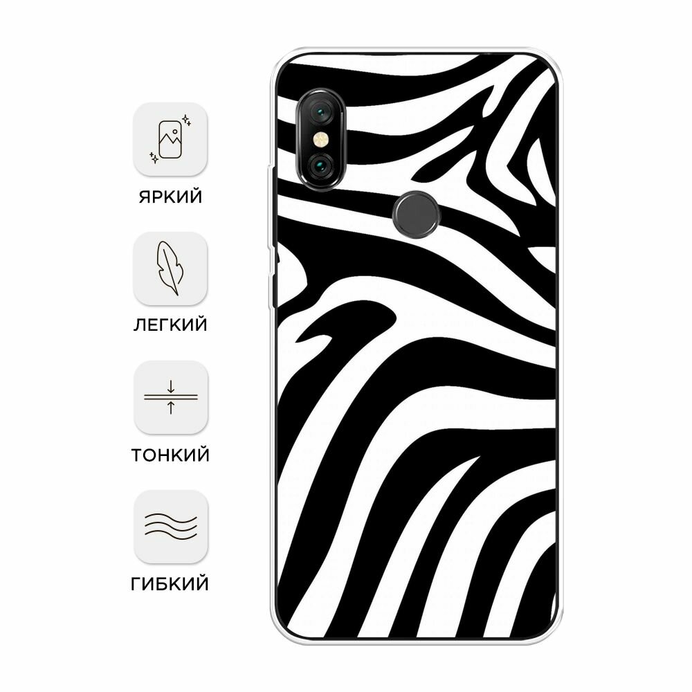 Чехол на Xiaomi Redmi Note 6 Pro / Сяоми Редми Нот 6 Про с принтом "Полоски зебры" — фото 1