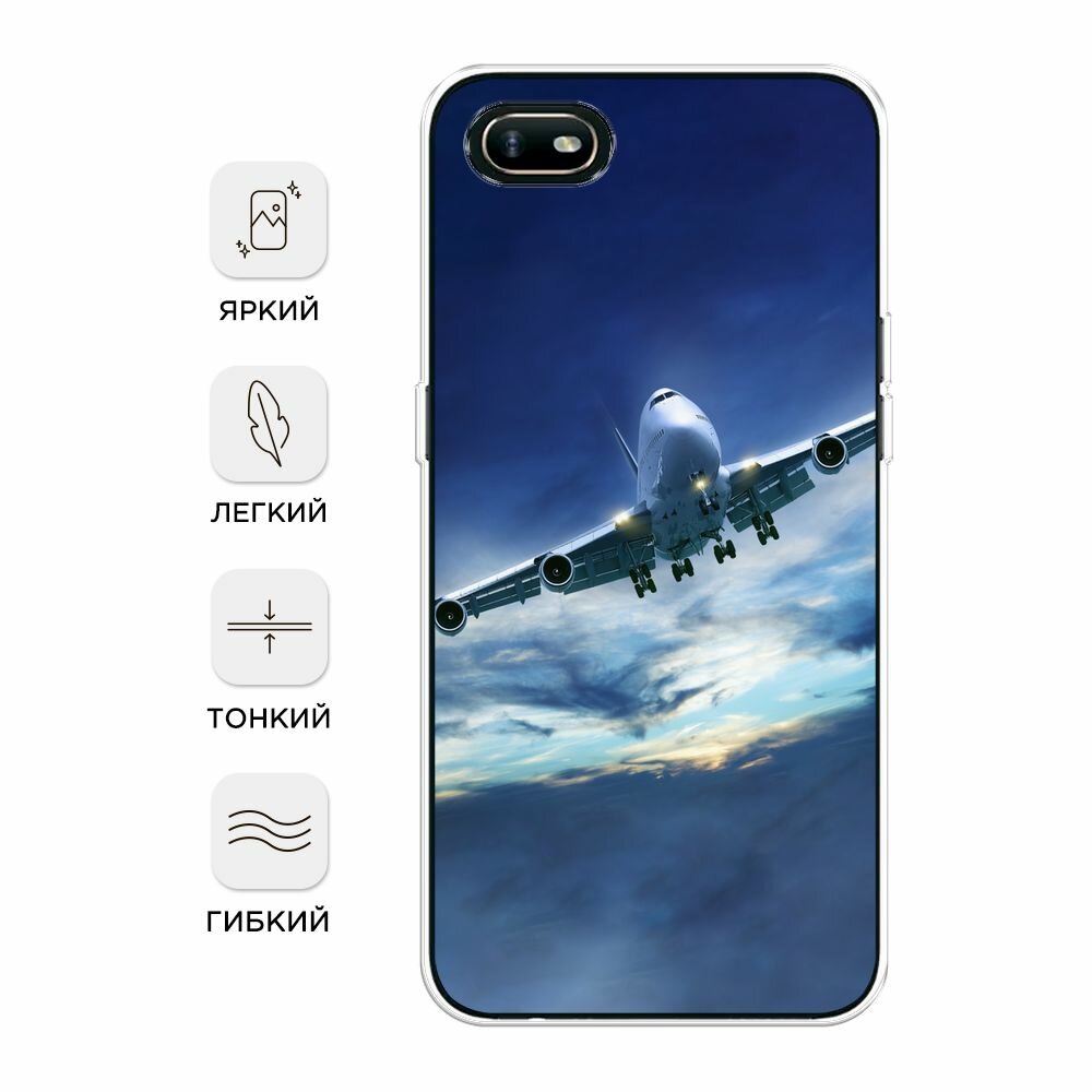 Силиконовый чехол на Oppo A1k / Оппо А1к с принтом "Самолет в небе" — фото 1