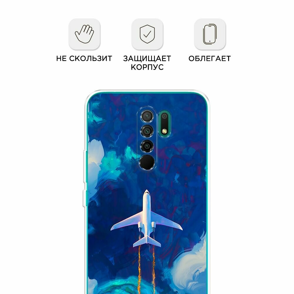 Чехол на Xiaomi Redmi 9 / Сяоми Редми 9 с принтом "Самолет картина" — фото 1