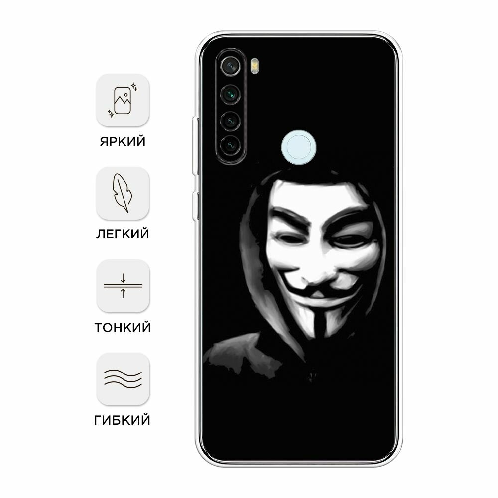 Чехол на Xiaomi Redmi Note 8T / Сяоми Редми Нот 8Т с принтом "Анонимус" — фото 1