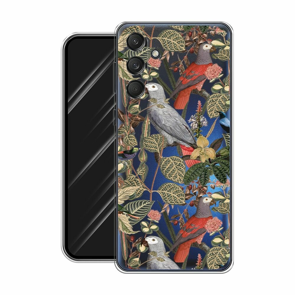 Чехол на Samsung Galaxy M55 / Самсунг M55 с принтом "Tropical pattern", прозрачный — фото 1