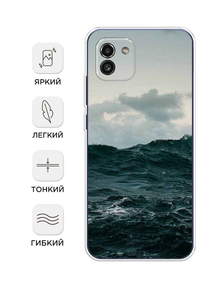Чехол на Samsung Galaxy A03 / Самсунг Галакси А03 с принтом "Волны 11" — фото 1