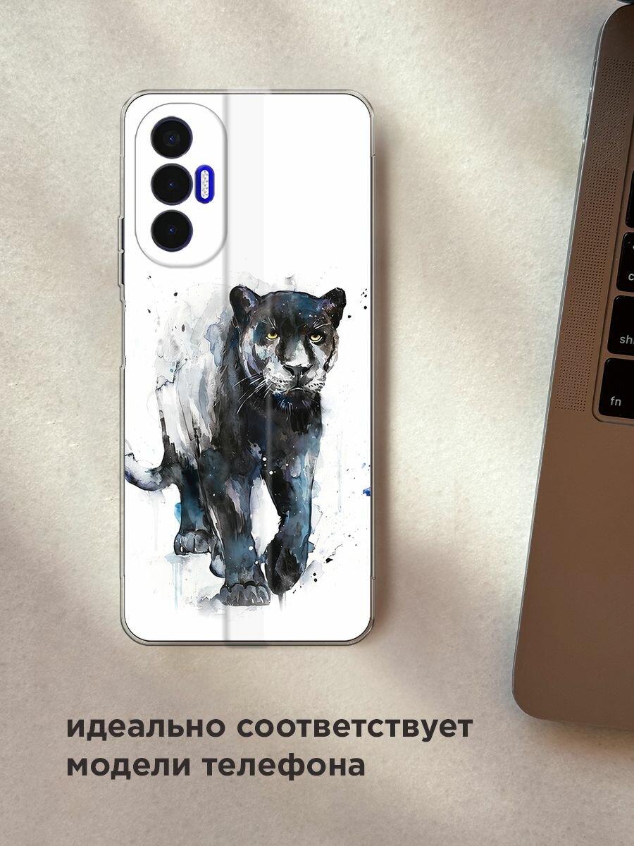 Чехол на Tecno Pova 3 / Текно Пова 3 с принтом "Пантера арт 3" — фото 1