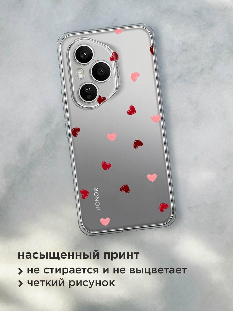 Чехол на Honor 400 Pro / Хонор 400 Про с принтом "Бордовые сердечки 2" — фото 1