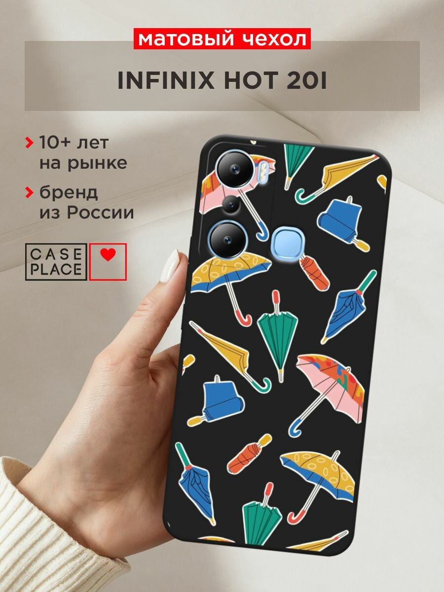 Чехол на Infinix HOT 20i / Инфиникс Хот 20i с принтом "Зонты паттерн", прозрачный