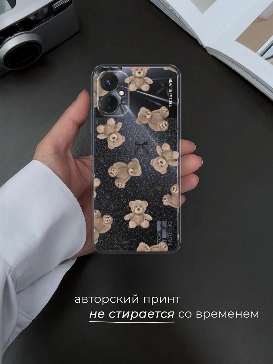 Чехол на Tecno Spark 9 Pro / Техно Спарк 9 Про с принтом "Плюшовые мишки 2", прозрачный — фото 1