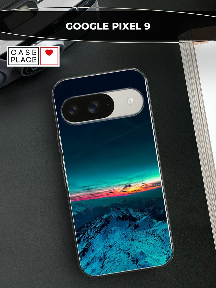 Чехол на Google Pixel 9 / Гугл Пиксель 9 с принтом "Закат в горах"