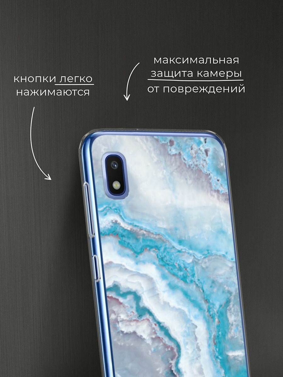 Чехол на Samsung Galaxy A10 / Самсунг Галакси А10 с принтом "Нежно-голубой мрамор" — фото 1