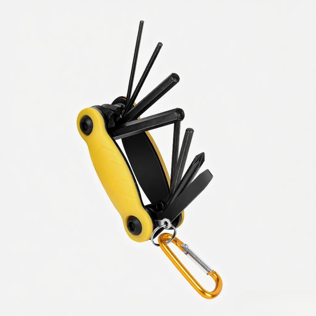 Набор инструментов для ремонта велосипедов многофункциональный MTB дорожный велосипедный инструмент S2 сталь шестигранник спица отвертка для велосипедов 8-в-1 складной черный красный желтый синий 74*35*24мм 135г 1шт