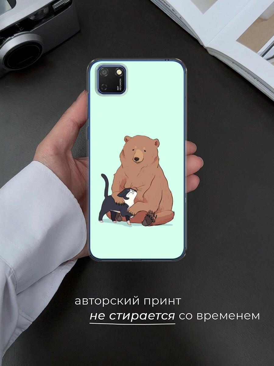 Чехол на Honor 9S/Huawei Y5p / Хонор 9S/Хуавей Y5p с принтом "Медведь и кошка дружба" — фото 1