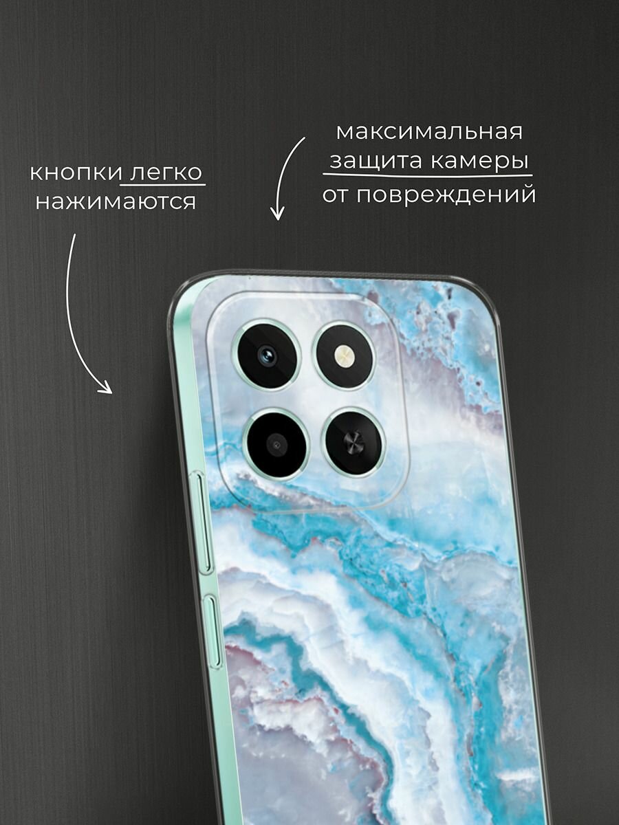 Чехол на Honor X6c / Хонор X6c с принтом "Нежно-голубой мрамор" — фото 1