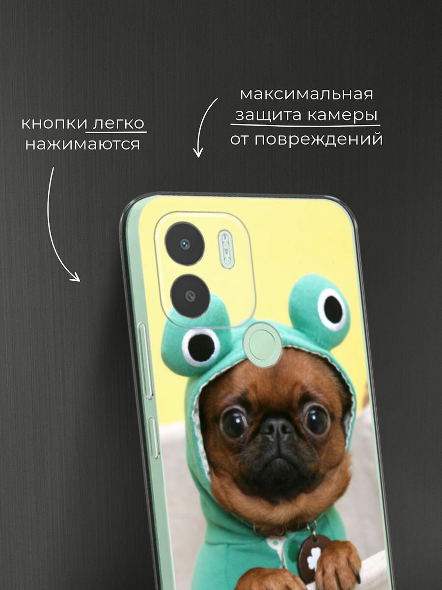 Чехол на Xiaomi Redmi A1+/Redmi A2+/Poco C51/C50 / Редми A1+ с принтом "Собачка в шапке лягушки" — фото 1