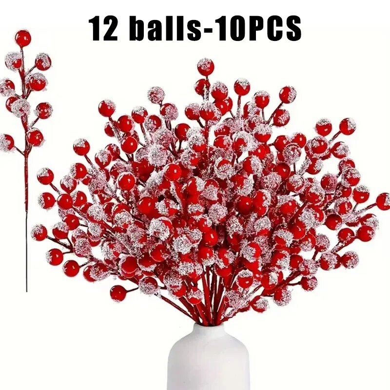 Красные искусственные ягоды 12 balls-10PCs