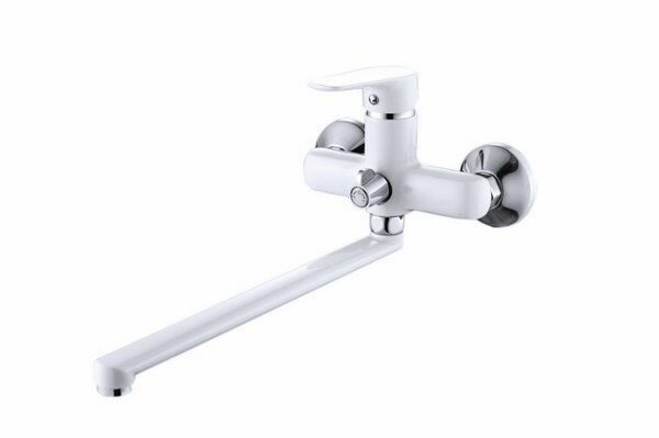 Смеситель для ванной, душа, умывальника, раковины с душевым комплектом, кран универсальный в ванную Viko V-4145 белый хром